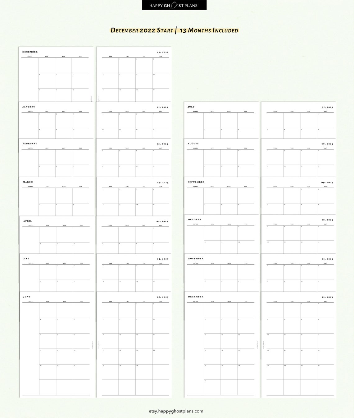 2023 Monthly Planner Printable A4 Letter Size Inserts 2023 - Etsy