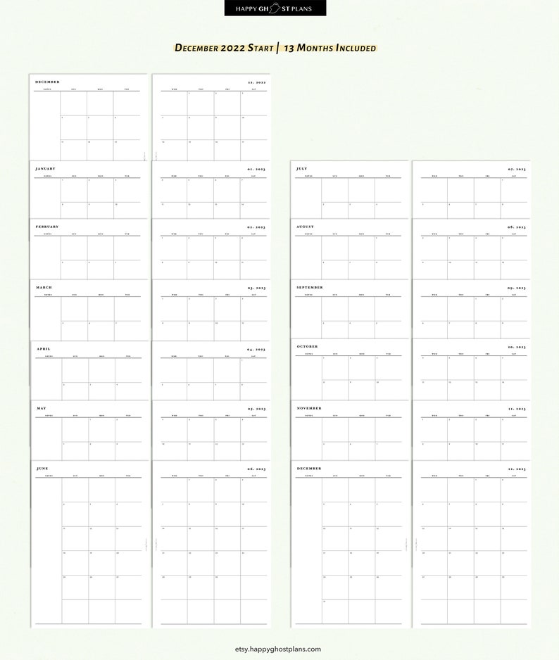 2023 Monthly Planner Printable A4 Letter Size Inserts 2023 - Etsy