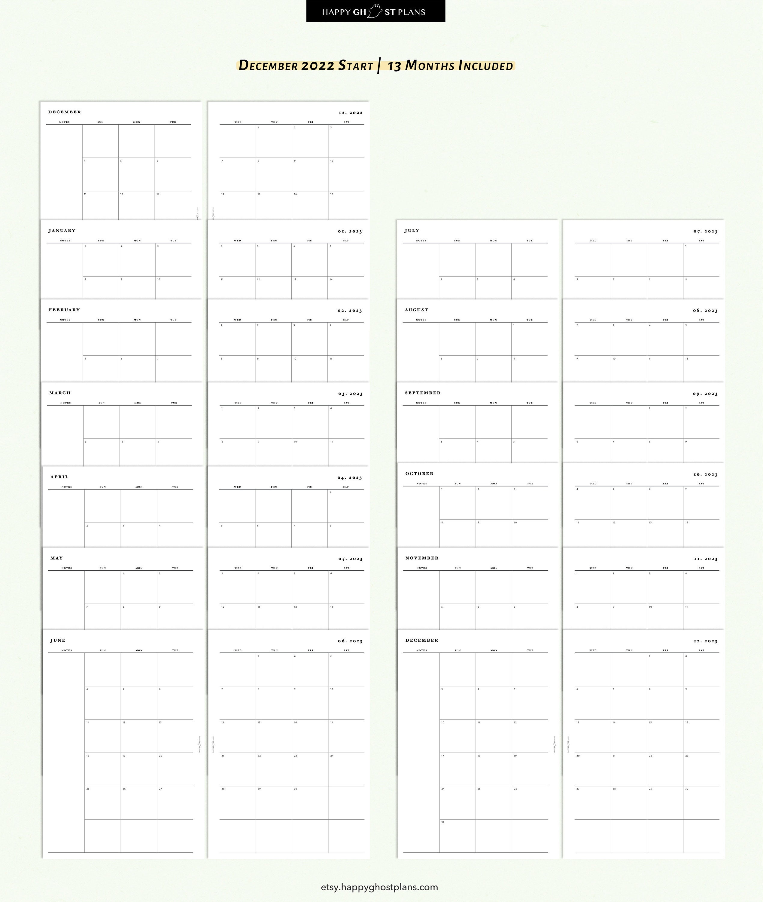 2023 Monthly Planner Printable A4 Letter Size Inserts 2023 - Etsy