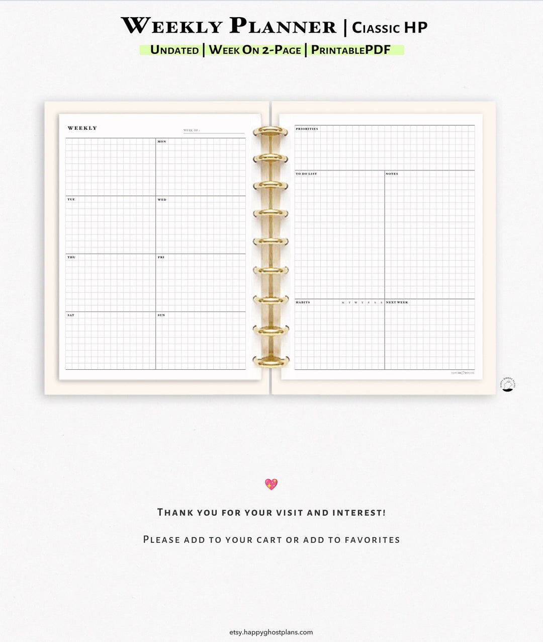 Weekly Planner Printable Classic Happy Planner Inserts Weekly Overview ...