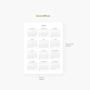 Yearly Calendar 2025-2026, Printable Insert for Happy Planner Classic ...