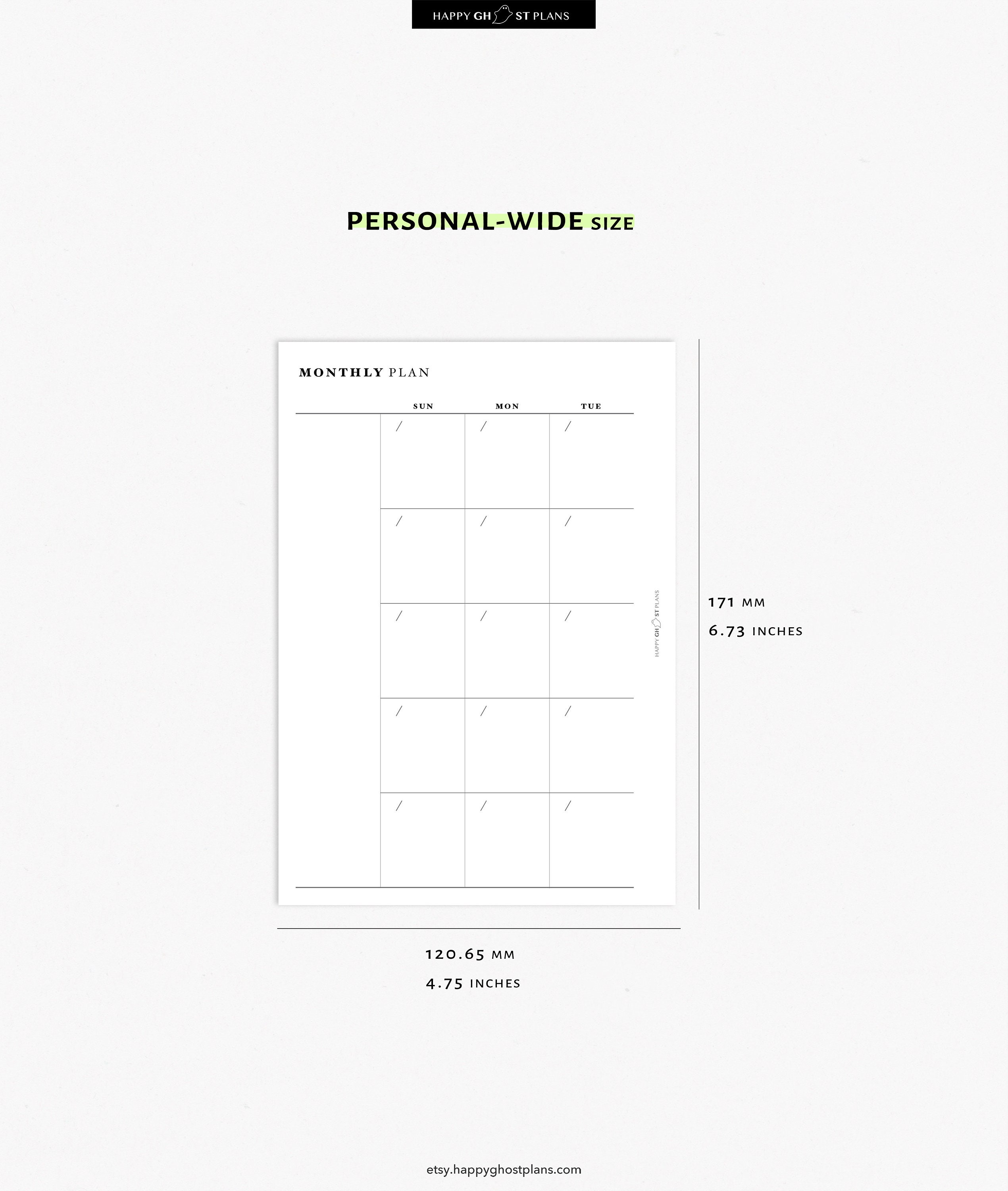 Monthly Planner Printable Insert for Personal-wide Planner Undated ...