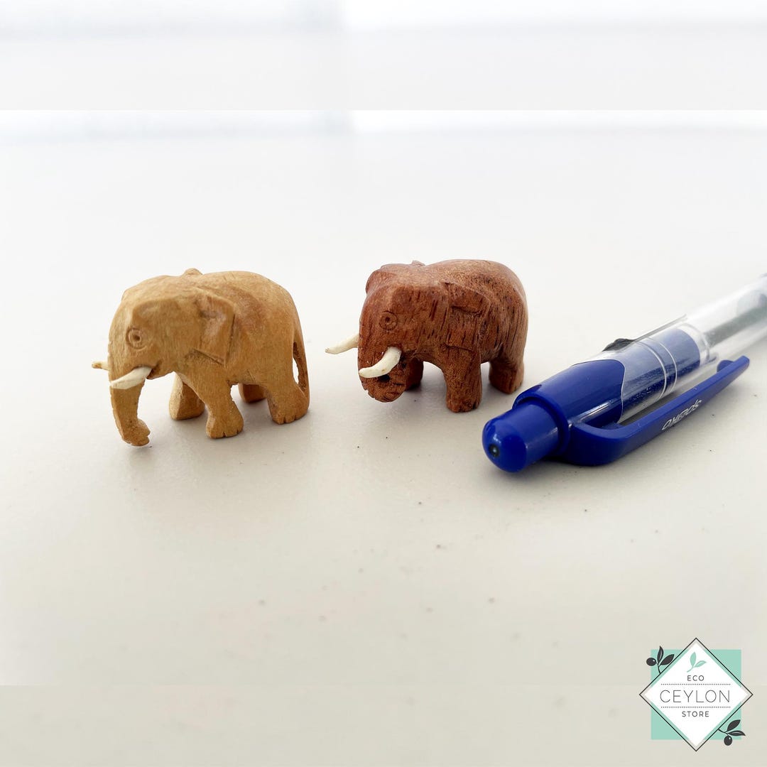 Wooden Tiny Elephant, Hand Carved Small Elephant Sculpture, Wooden ...