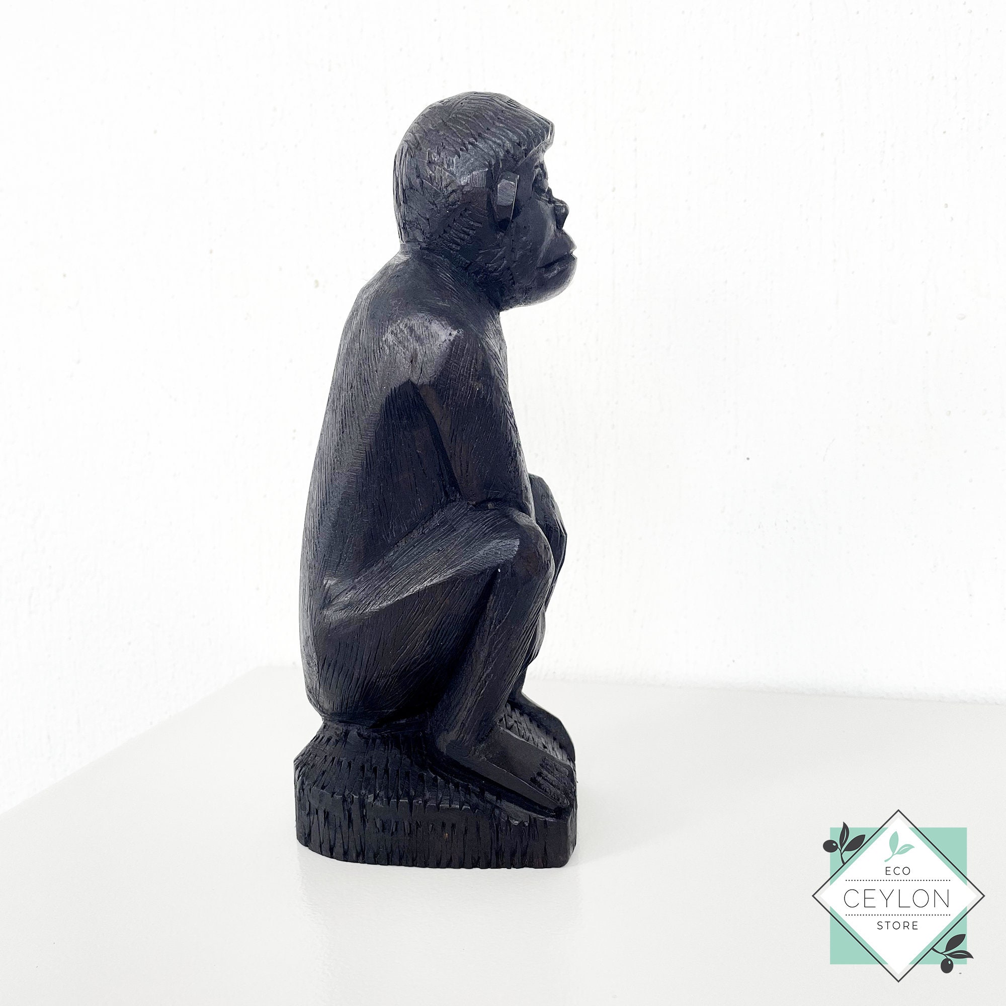 Wood Moneky Statue, Hand Carved Wood Monkey Sculpture, Monkey Gift ...