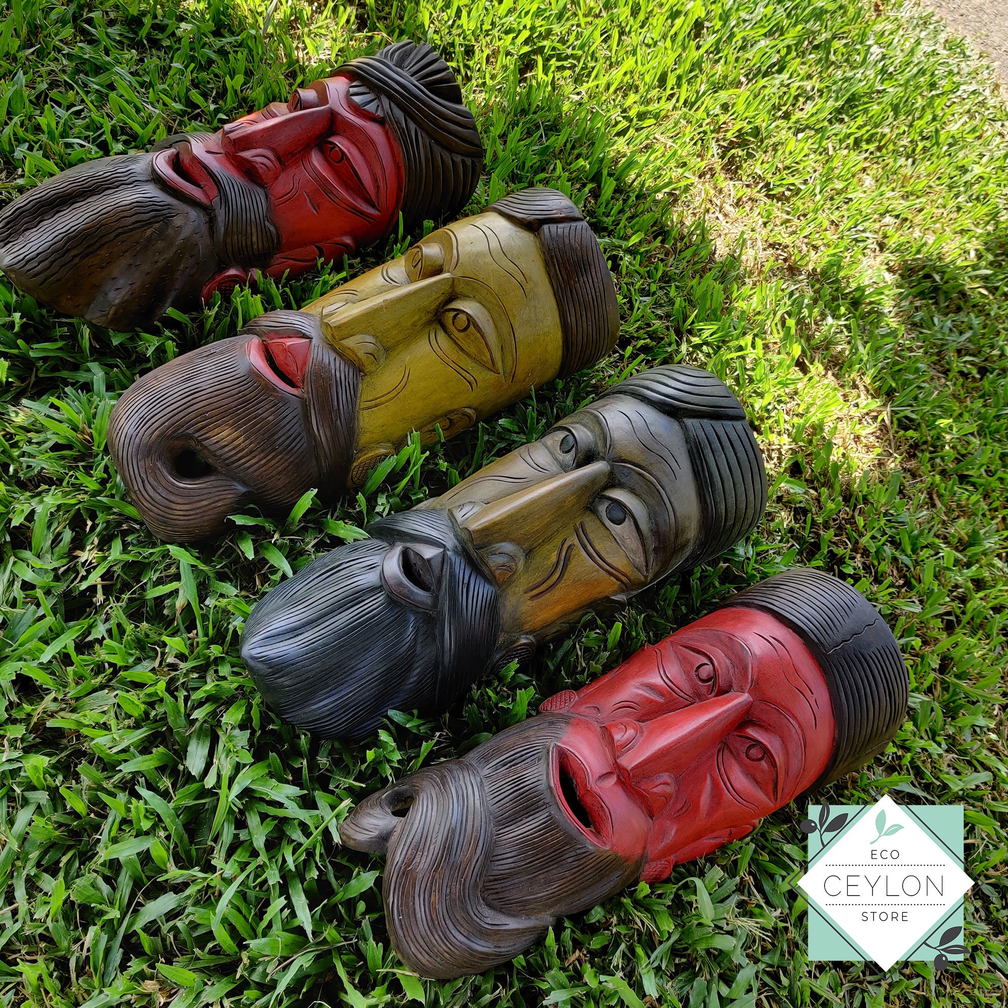 Ceylon Traditional Wooden Mask Wall Hanging / Wall Decorations / Gift ...