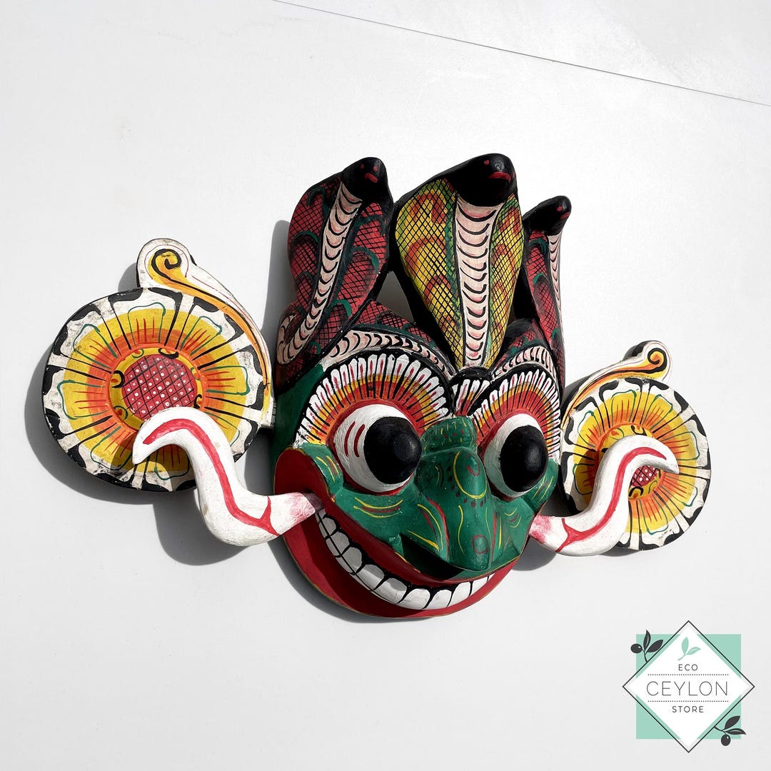 Hand Carved Wooden Gara Yaka Colorful Traditional Cultural Tribal ...