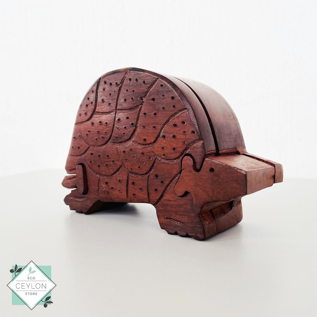 Hand Carved Wooden Turtle Secret Box, Wood Turtle Sculpture - Etsy