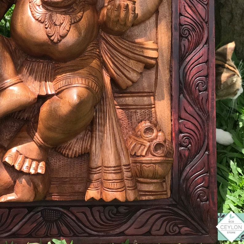 Hand Carved Hindu God Ganesh Wall Hang Statue Wooden Ganesh - Etsy