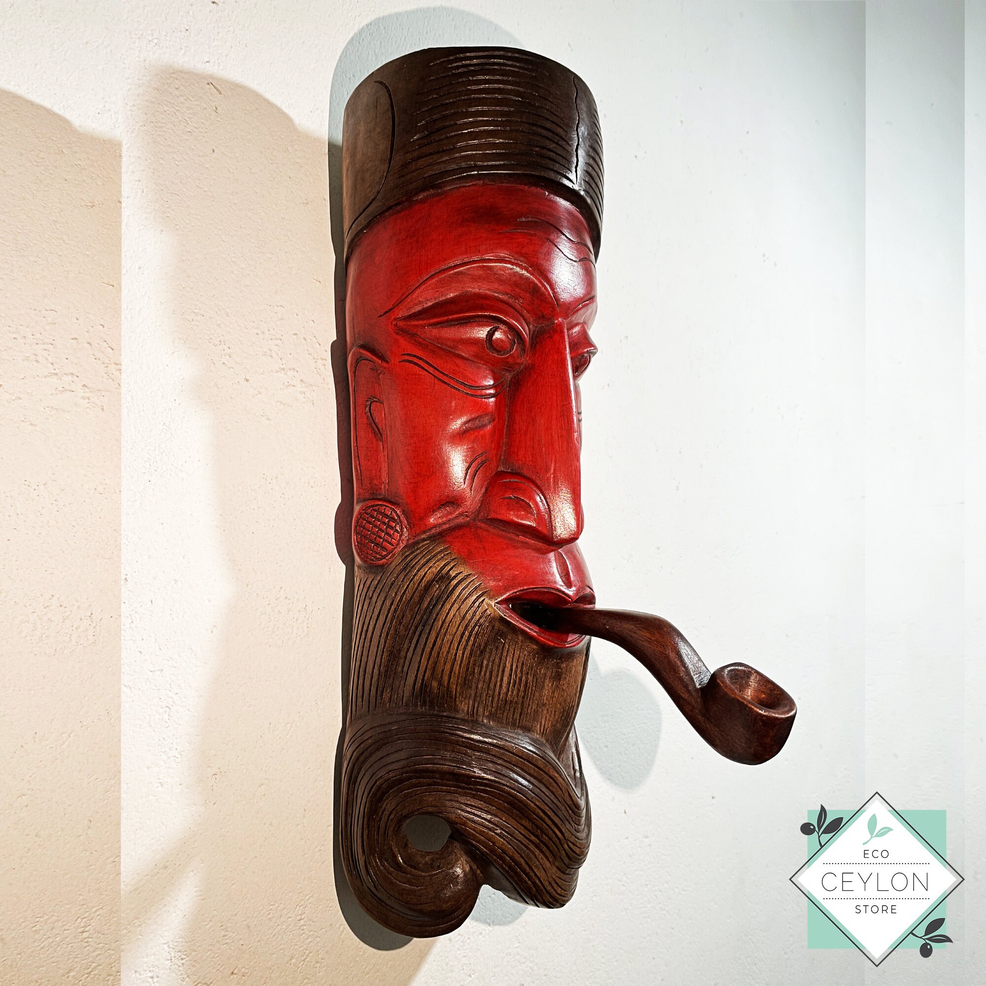 Hand Carved Wooden Mask, Folk Art, Vintage Home Decor, Wall Hanging ...
