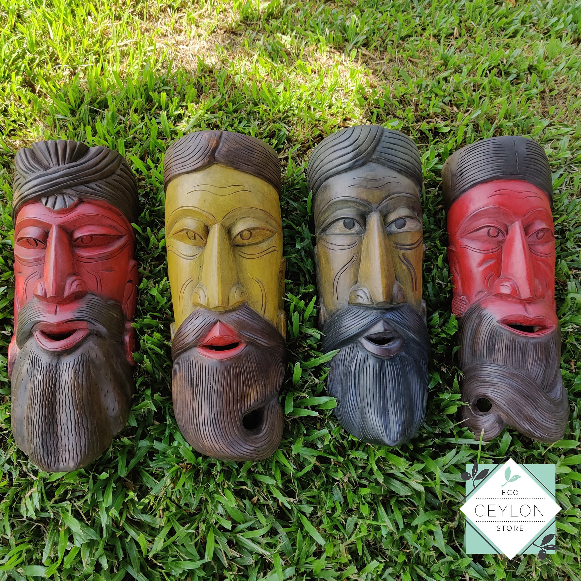 Ceylon Traditional Wooden Mask Wall Hanging / Wall Decorations / Gift ...