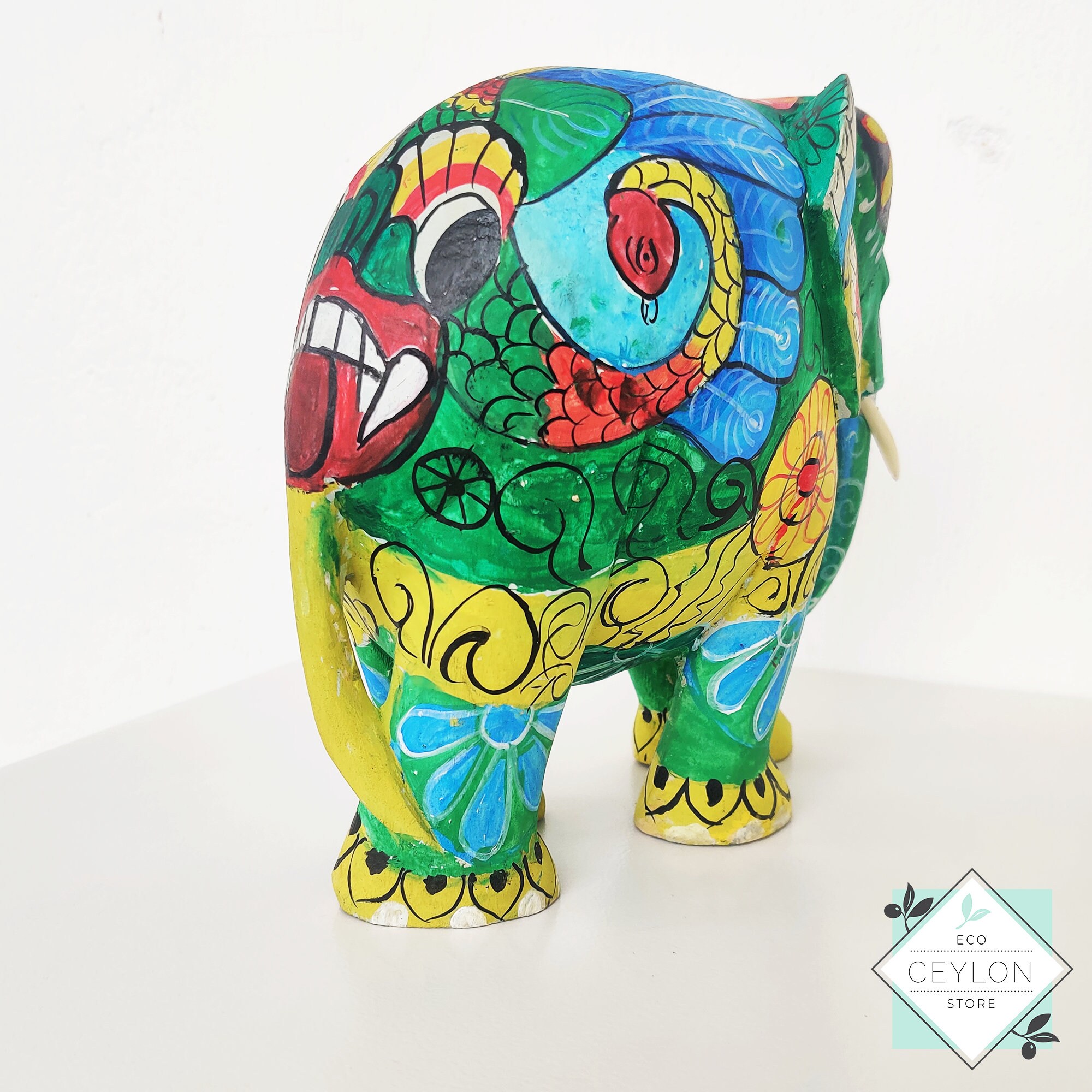 Colorful Elephant Statue, Elephant With Colors, Hand Painted Elephant ...