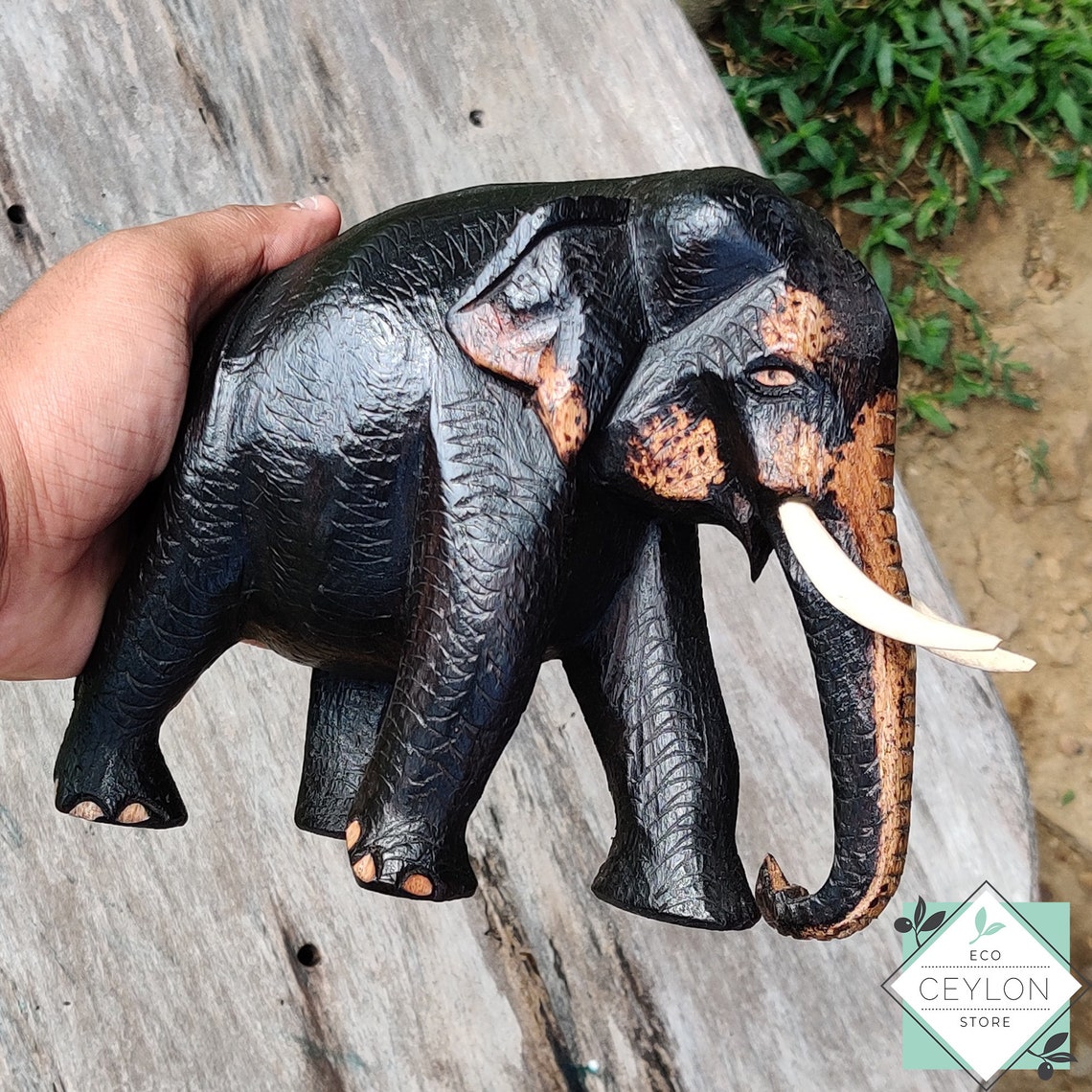 Hand Carved Wooden Elephant Wooden Elephant Wooden Craft | Etsy