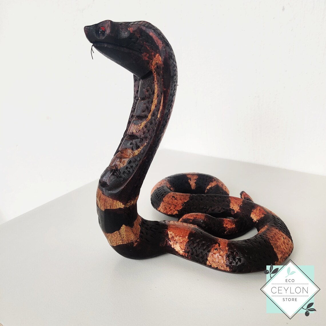 Hand Carved Wooden Snake Statue Wood Reptile Sculpture Snake - Etsy