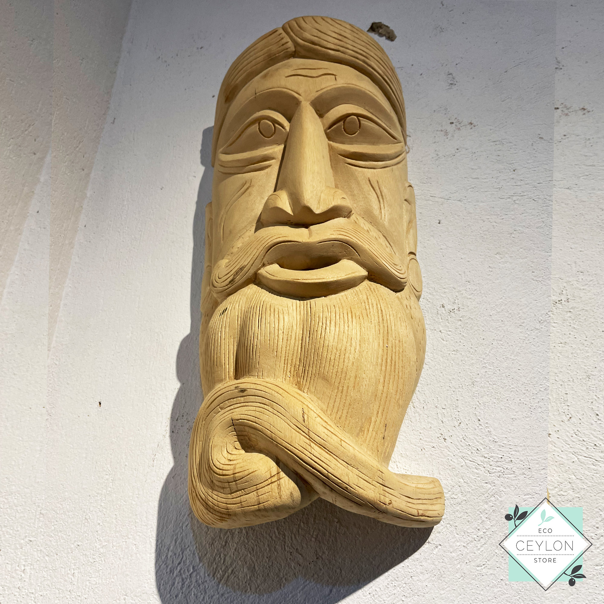 Hand Carved Wooden Old Man Mask, Home Decor Mask, White Home Decor ...