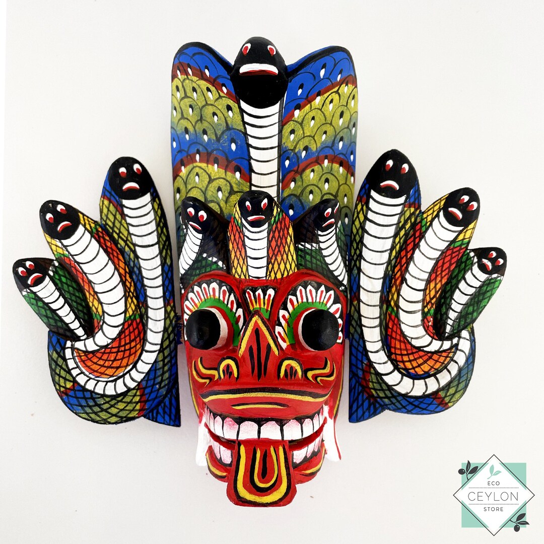 Hand Carved Wooden Wooden Colorful Mask Wall Decor Naga - Etsy