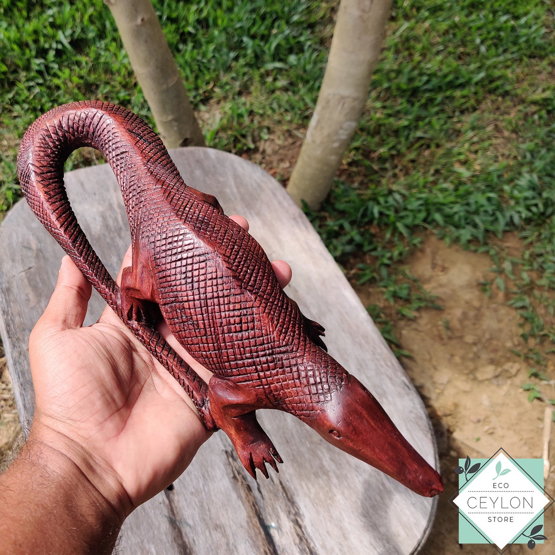 Buy Wooden Crocodile, Hand Carved Wooden Lizard, Wooden Alligator ...
