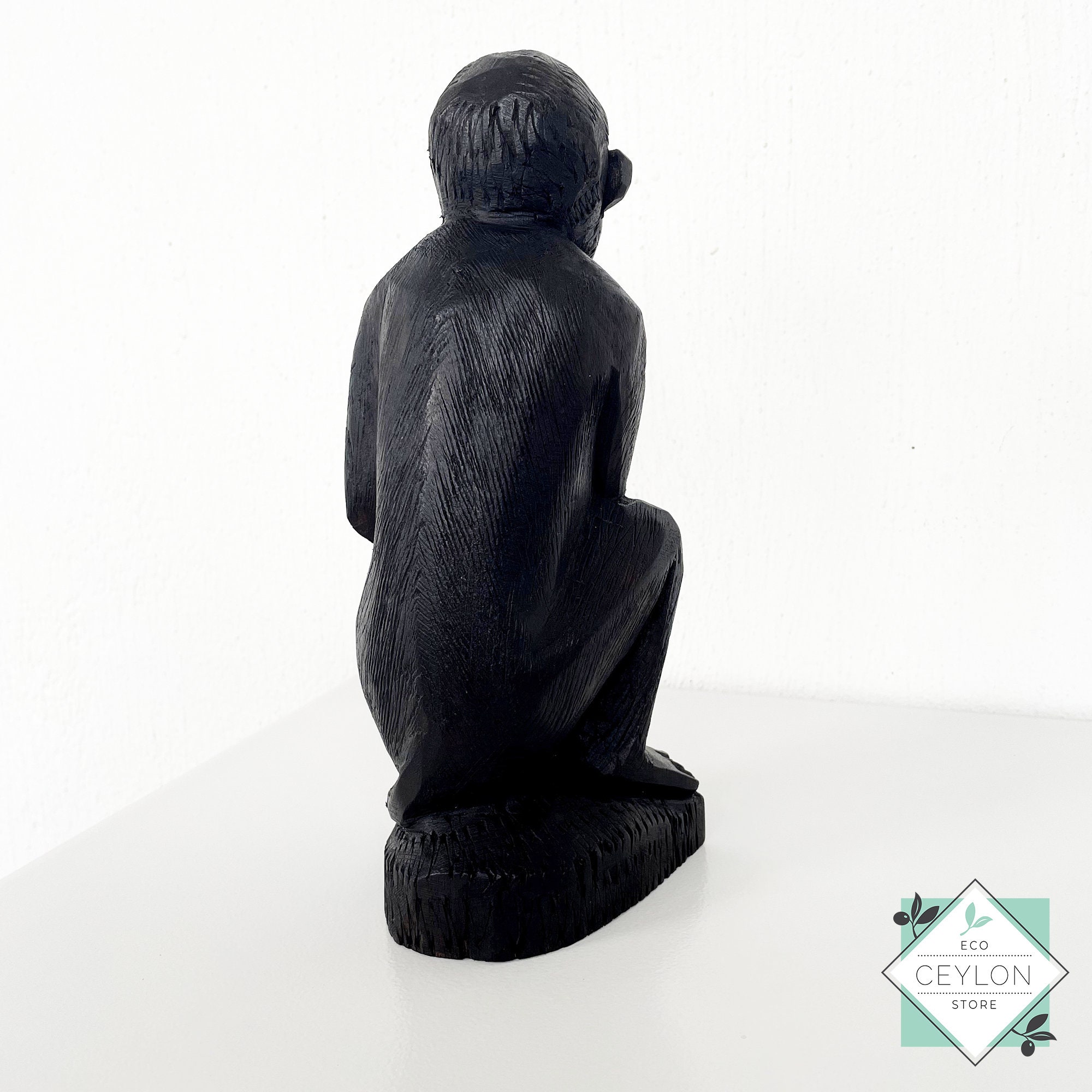 Wood Moneky Statue, Hand Carved Wood Monkey Sculpture, Monkey Gift ...