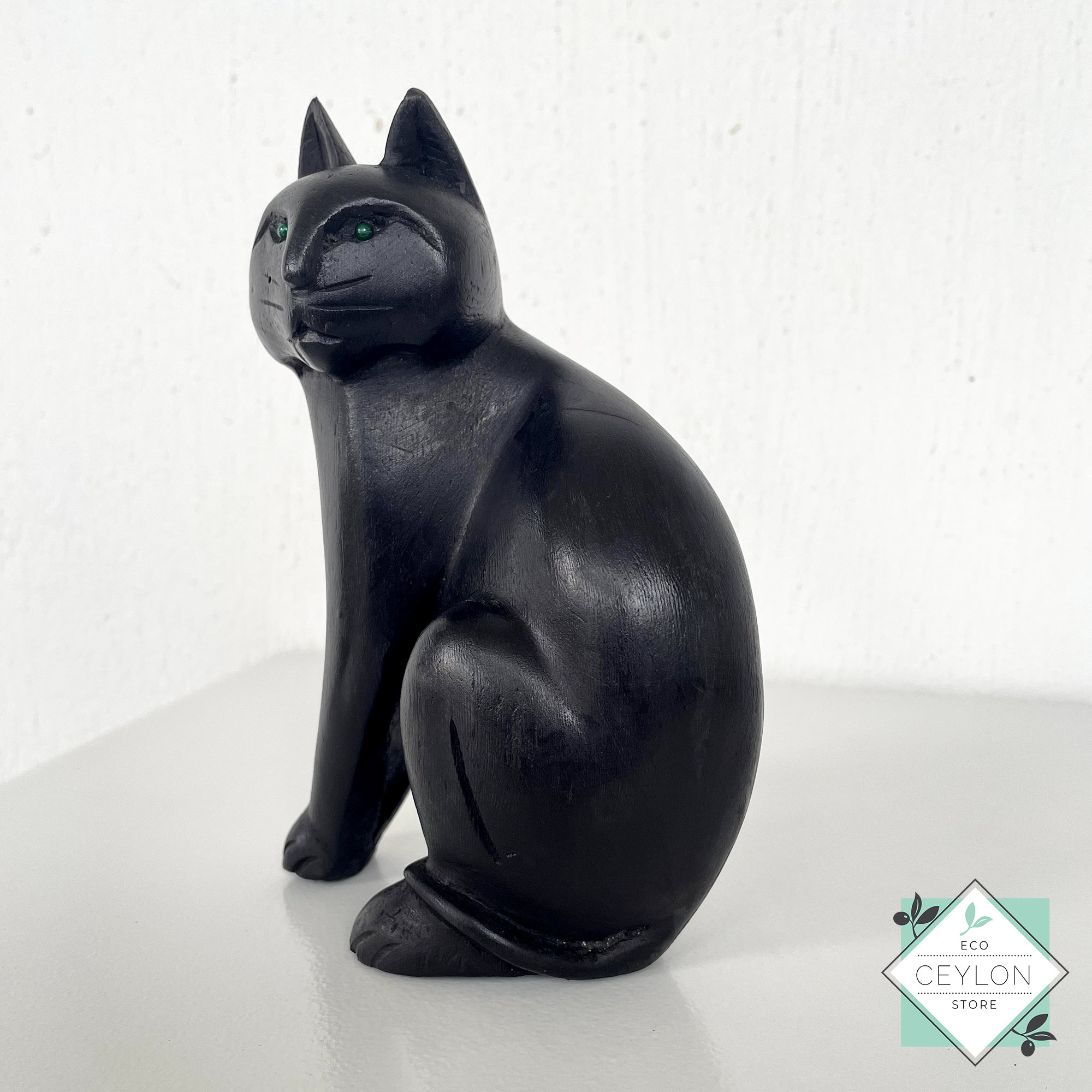 Hand Carved Wooden Cat Sculpture, Black Cat Statue, Cat Art, Cat Lover ...