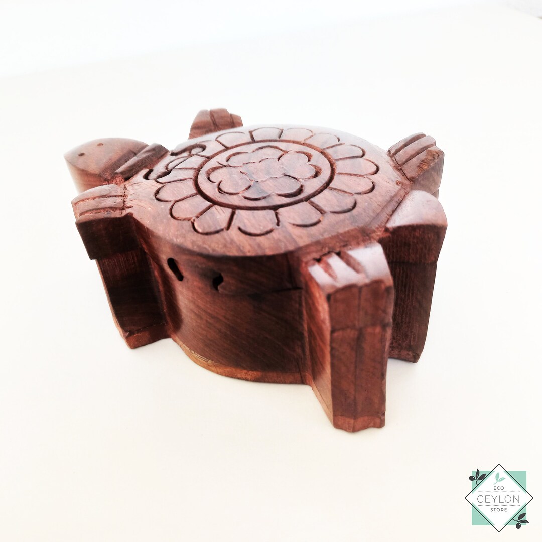 Wooden Sea Turtle Secret Box Sculpture, Hand Carved Sea Turtle Gift ...
