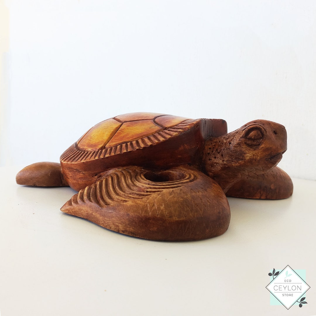 Hand Carved Wood Sea Turtle Sculpture, Wooden Sea Turtle Art, Sea ...