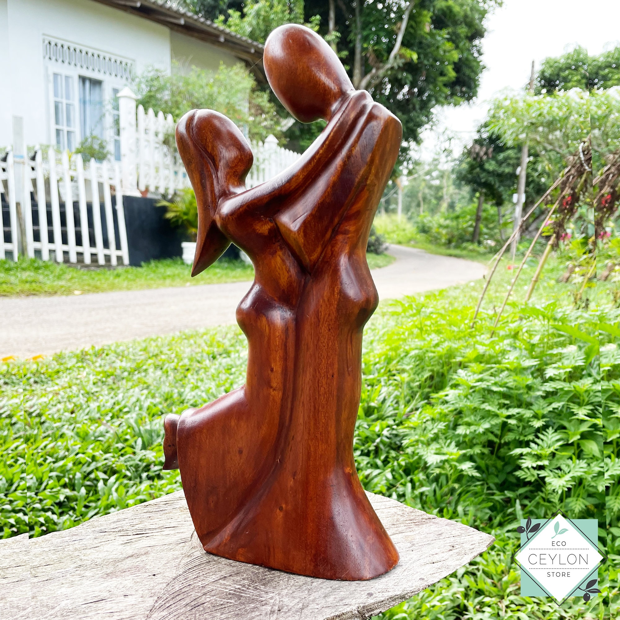 Embracing Couple Wood Carving Statue Handmade Wooden Lovers - Etsy