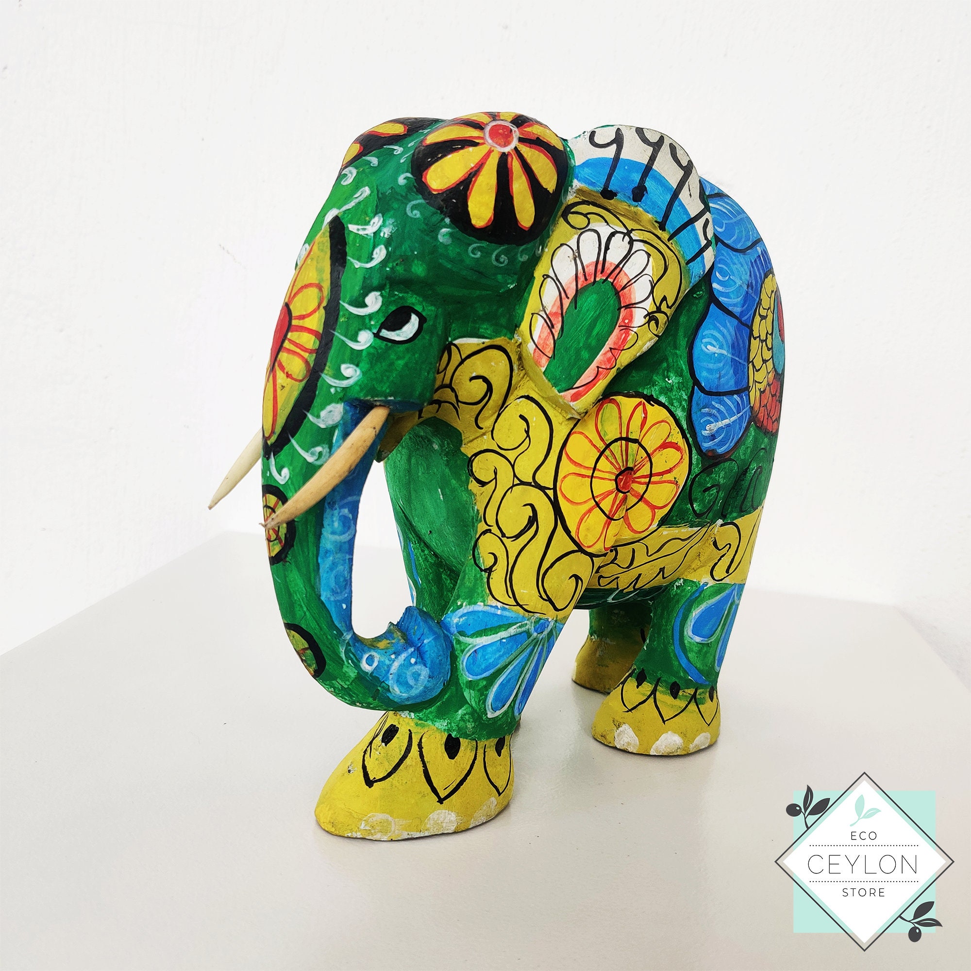 Colorful Elephant Statue, Elephant With Colors, Hand Painted Elephant ...