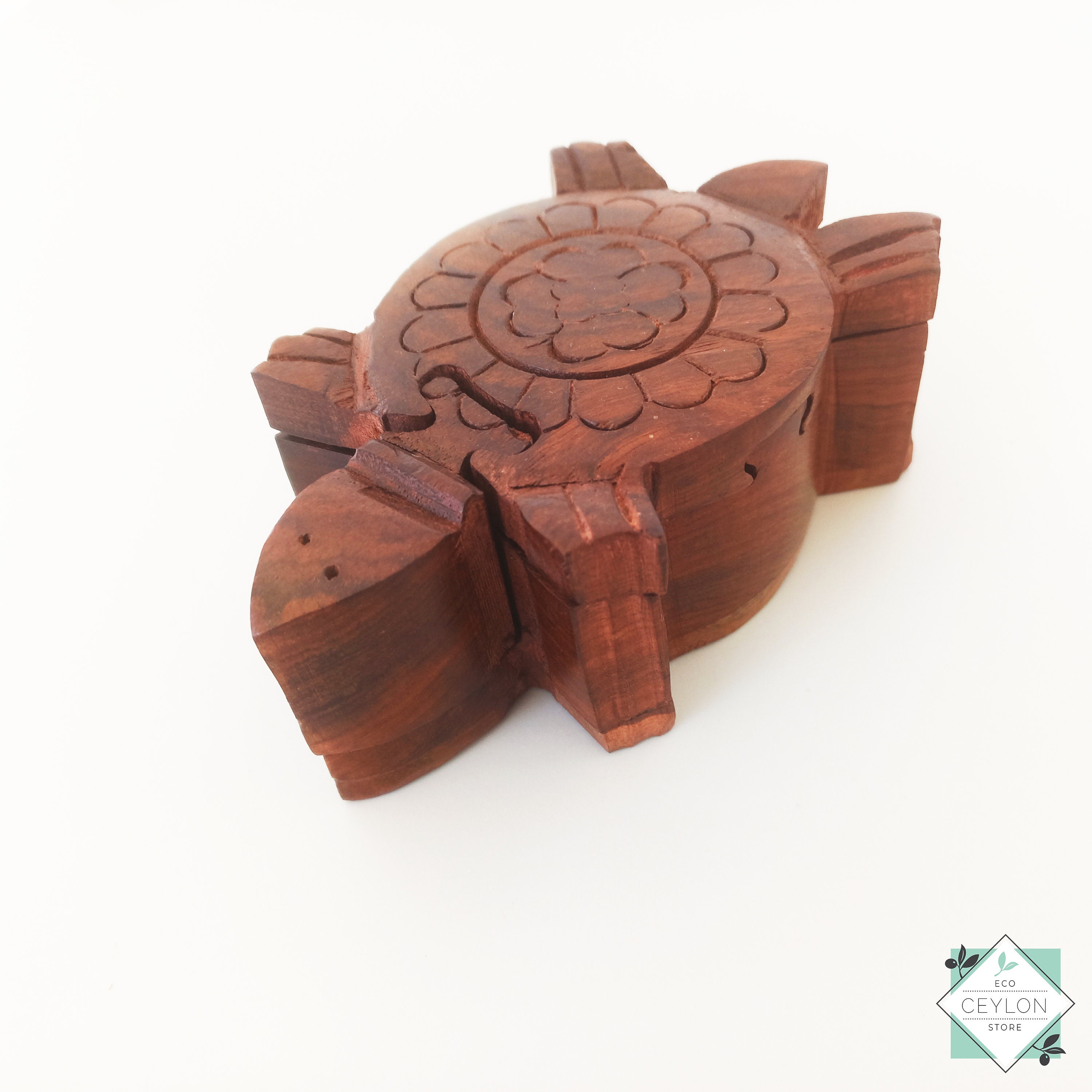 Wooden Sea Turtle Secret Box Sculpture, Hand Carved Sea Turtle Gift ...