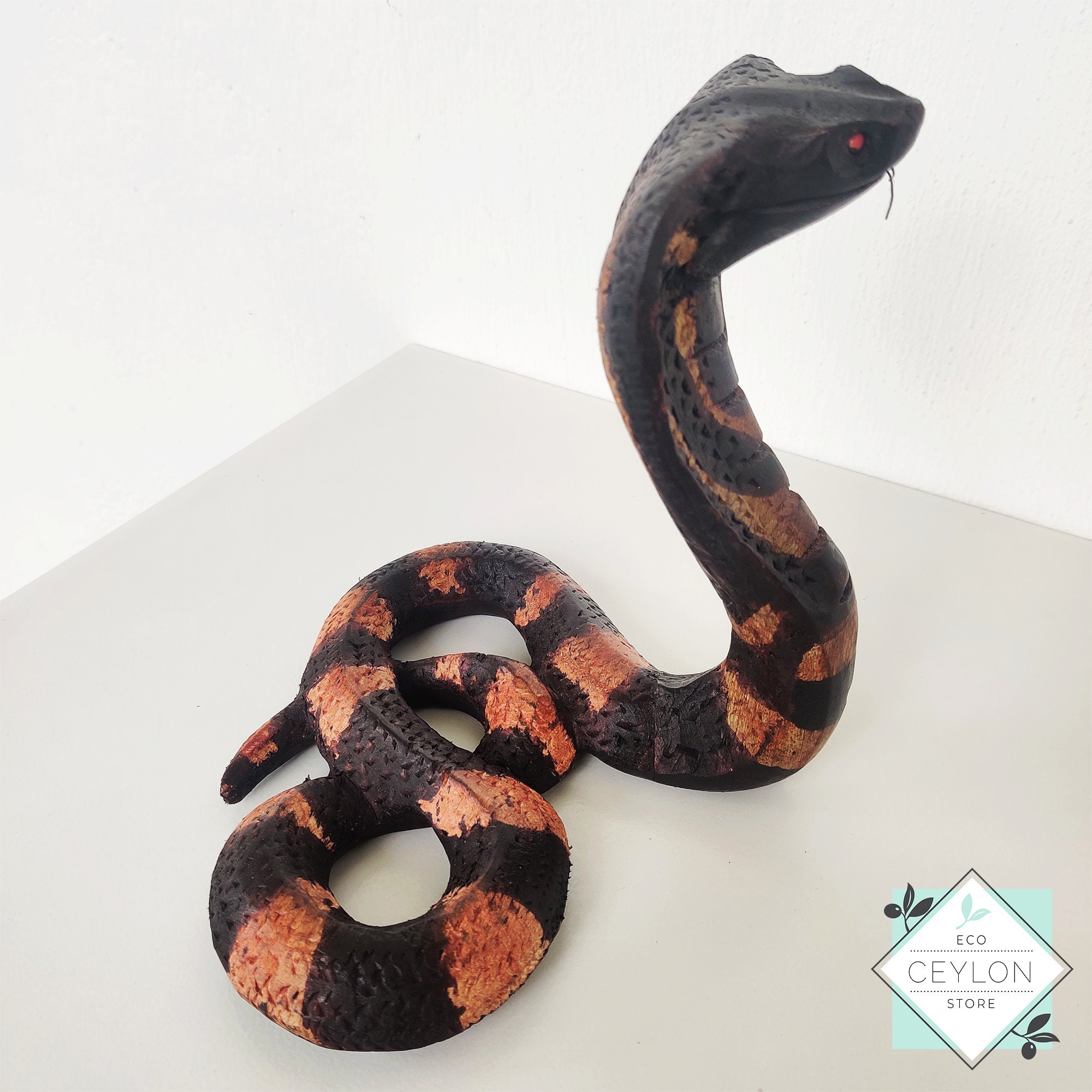 Hand Carved Wooden Snake Statue Wood Reptile Sculpture Snake - Etsy