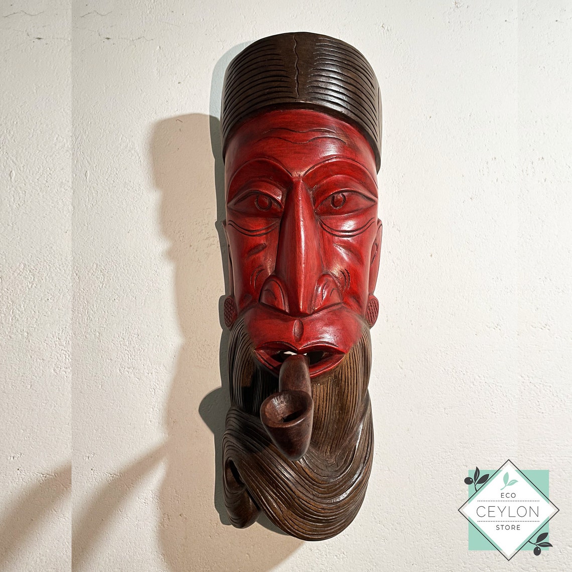 Hand Carved Wooden Mask Folk Art Vintage Home Decor Wall - Etsy