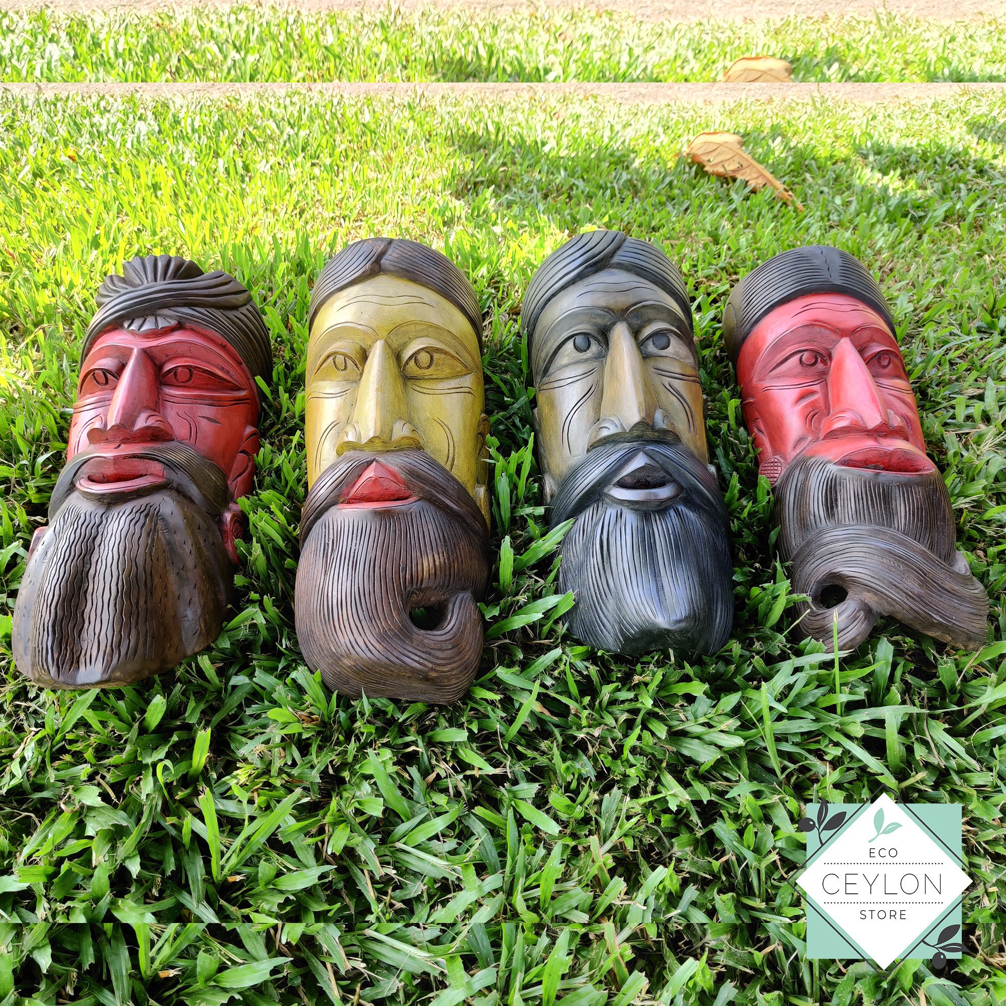 Ceylon Traditional Wooden Mask Wall Hanging / Wall Decorations / Gift ...