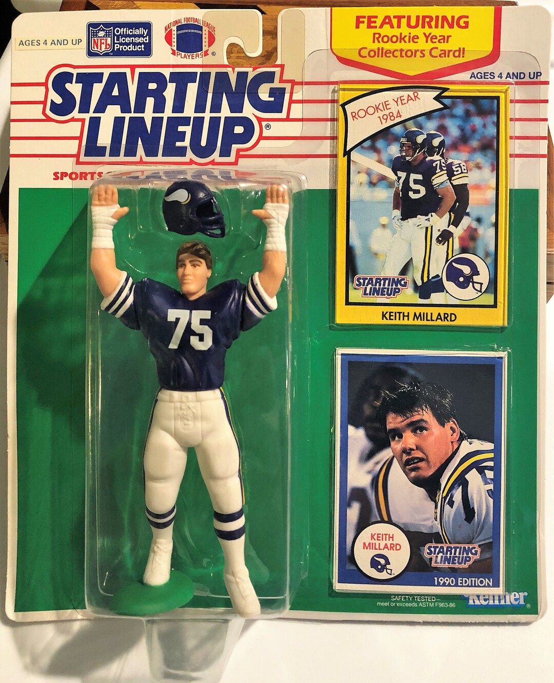 1990 Kenner Starting Lineup W/rookie Year Card Minnesota Viking Keith ...