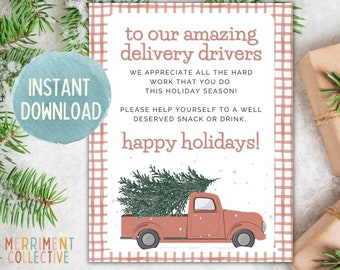 Delivery Driver Thank You Sign Printable, Christmas Package Delivery ...
