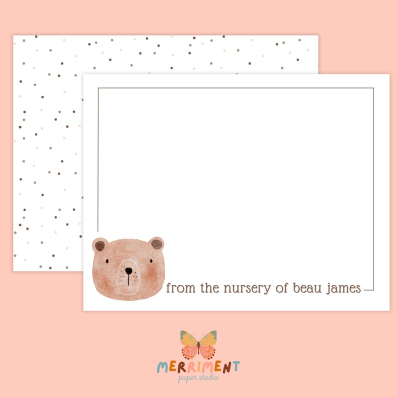 Teddy Bear Baby Stationary From the Nursery of Cards Polka Dot ...
