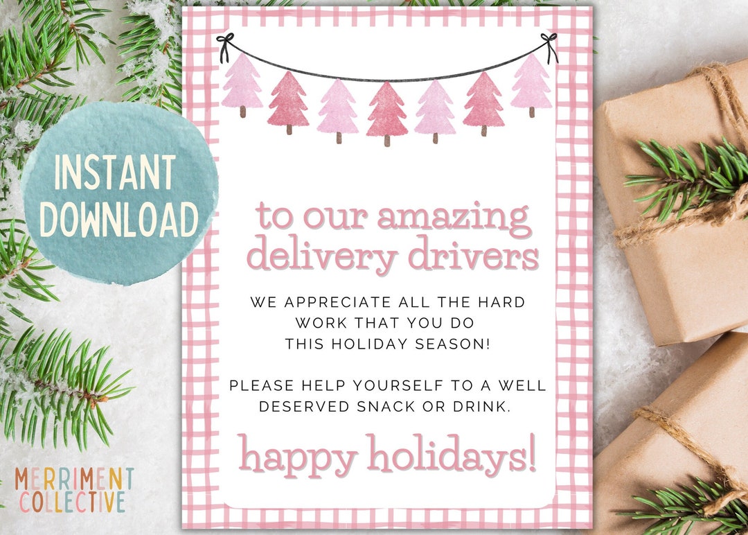 Delivery Driver Thank You Sign Printable, Christmas Package Delivery ...