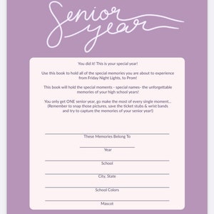 Senior Memory Book - Etsy