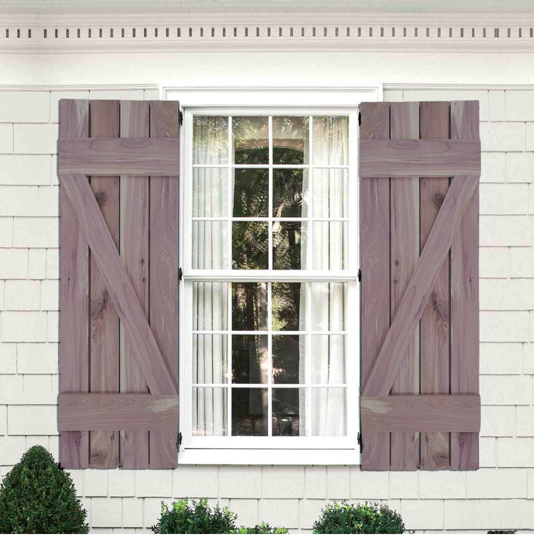 Traditional Wood Shutters Board and Batten Shutters Farmhouse Shutters Set of 2 Rustic Shutters ...