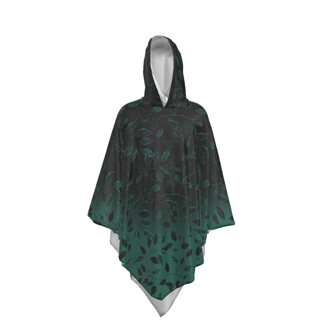 Teal Green & Black Ombre Leafy All-over Print Unisex Cloak - Etsy