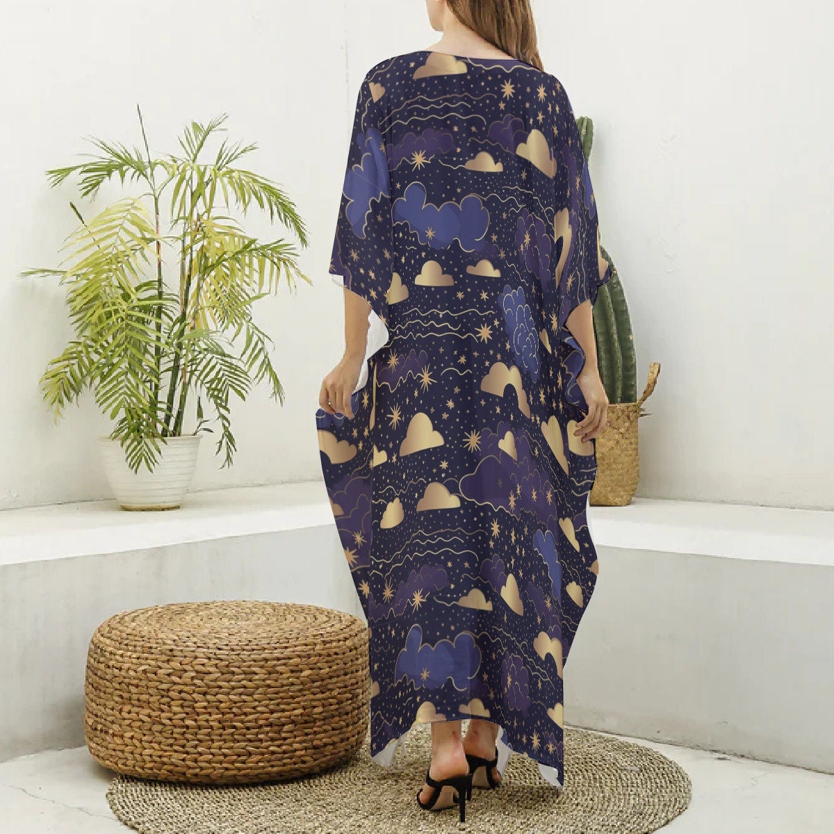 Cosmic Midnight Sky | Mystic Clouds Pattern | Stars All-over Print ...