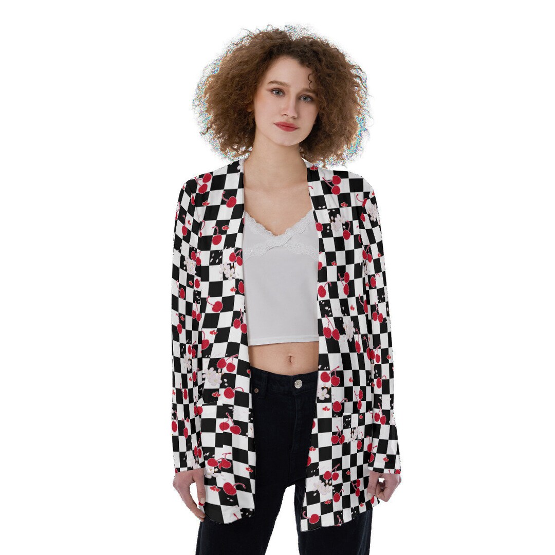 Cherries & Checkers | Cherry Checker Print | Black White Checkered ...