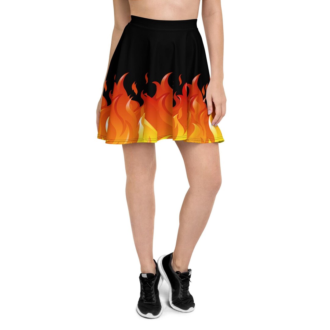 Red Hot Fire | Black Skater Skirt | Cosplay Costume | (up to 3X) - Etsy
