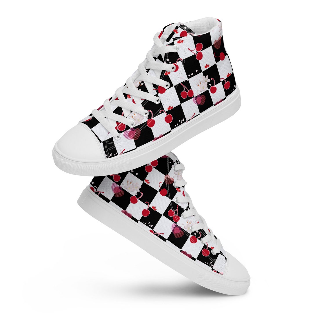 Cherries & Checkers | Cherry Checker Print | Black and White Checkered ...