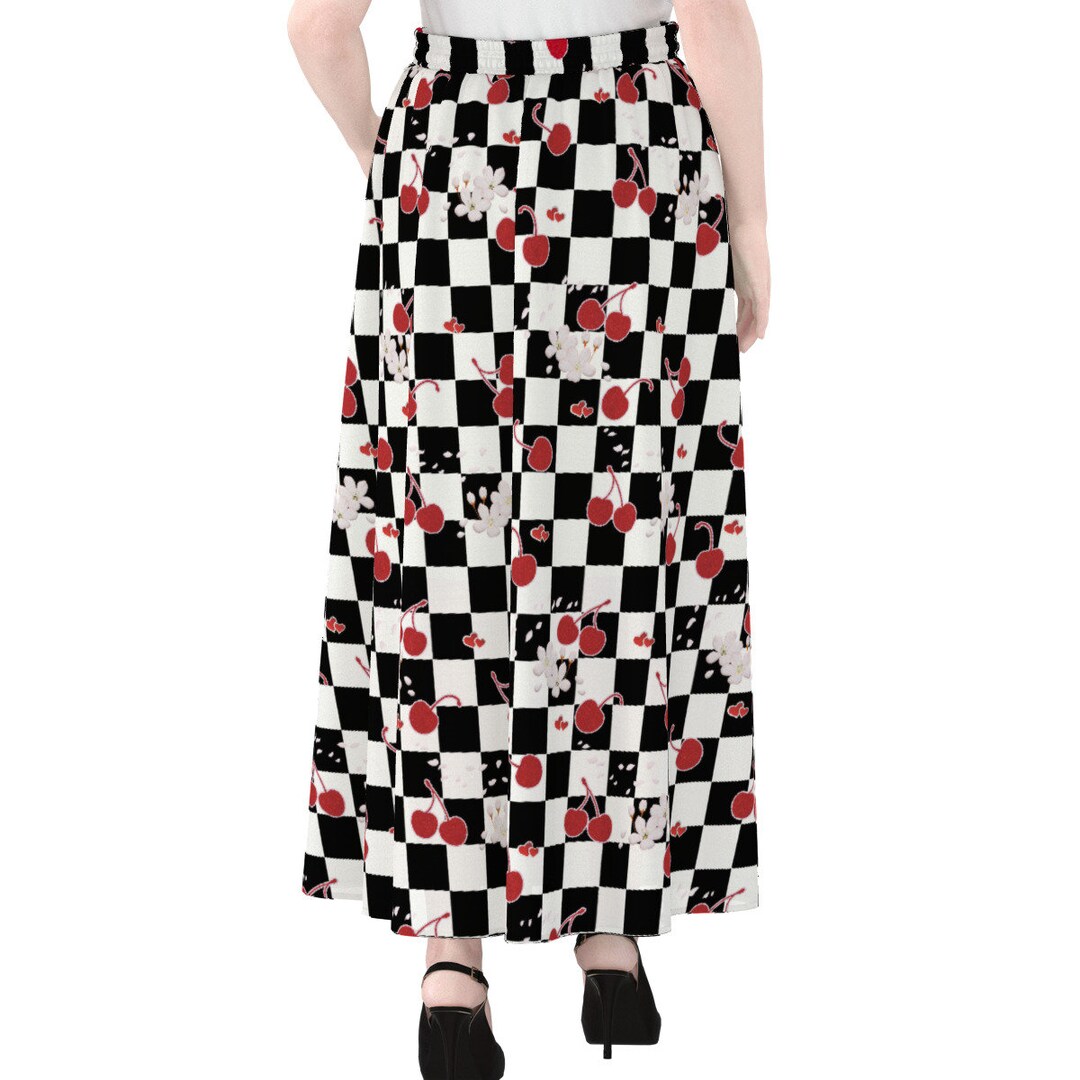 Cherries & Checkers | Cherry Checker Print | Black and White Checkered ...