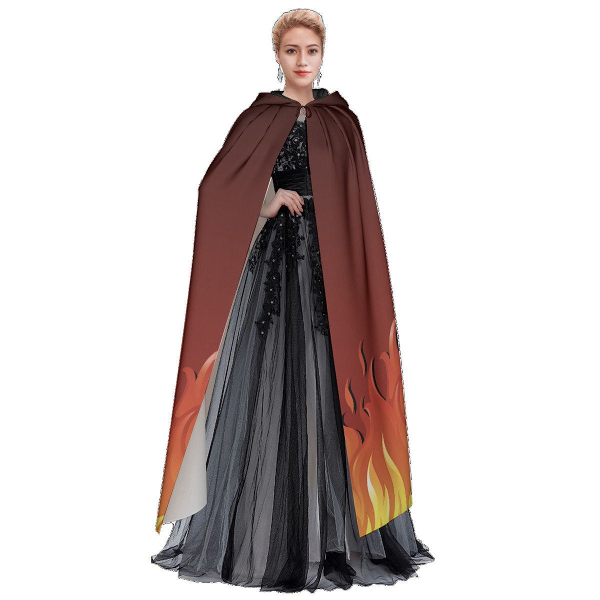 Fire Flame All-over Print | Cosplay Costume | Unisex Hooded Cloak - Etsy