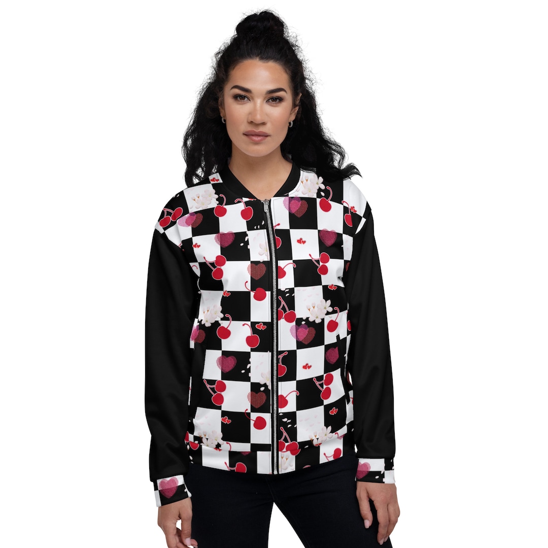 Cherries & Checkers | Cherry Checker Print | Black and White Checkered ...