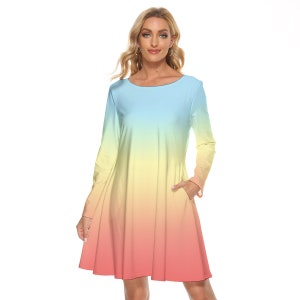 Sunrise Ombre | Dawn Colors Gradient | All-over Print Women's Crew Neck ...