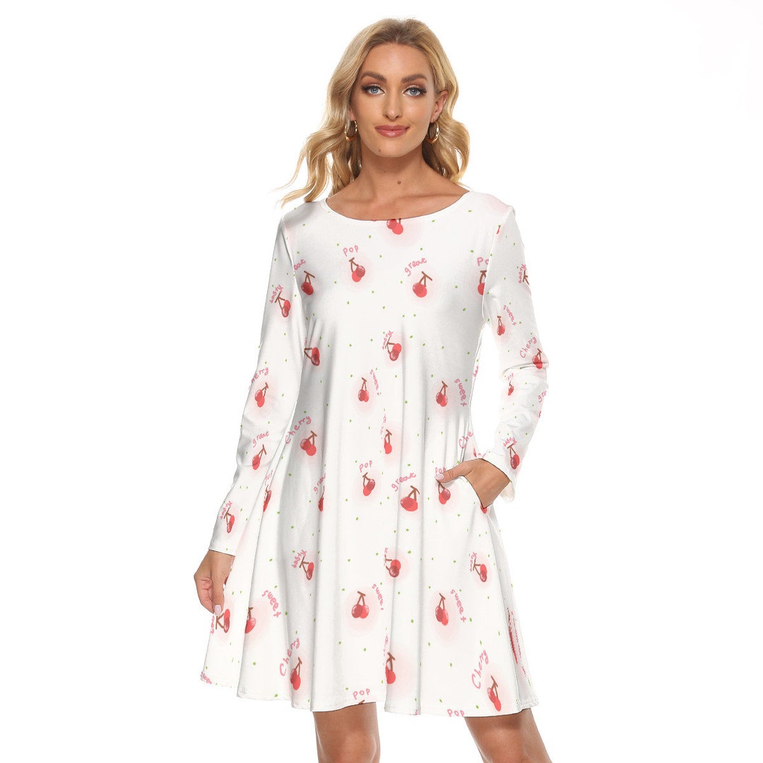 Cherries Pattern | Cherry All-over Print | Women's Crew Neck Dress - Etsy