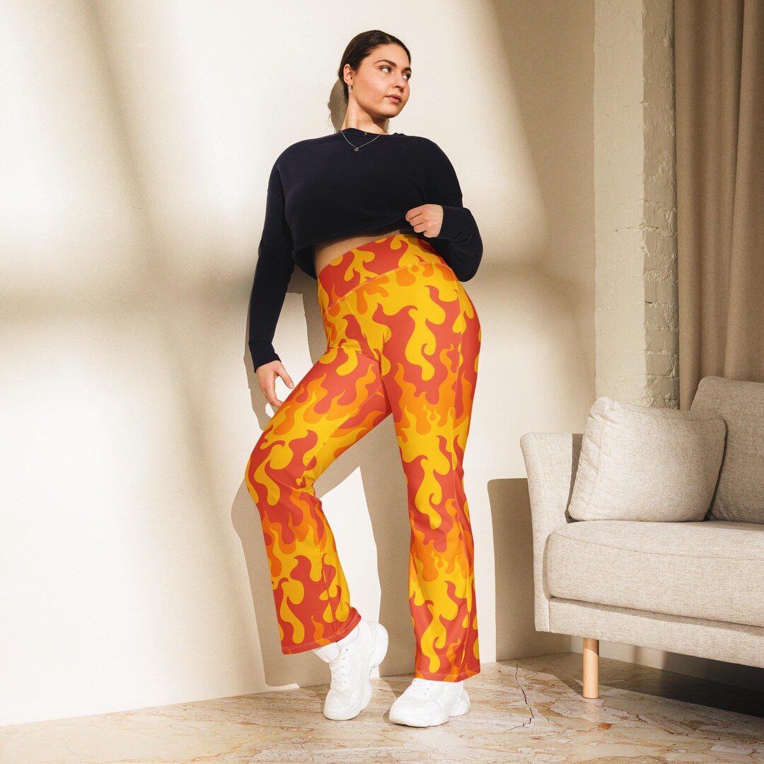 Fire Flame | Red Hot & Blue Desire | Flare Leggings - Etsy