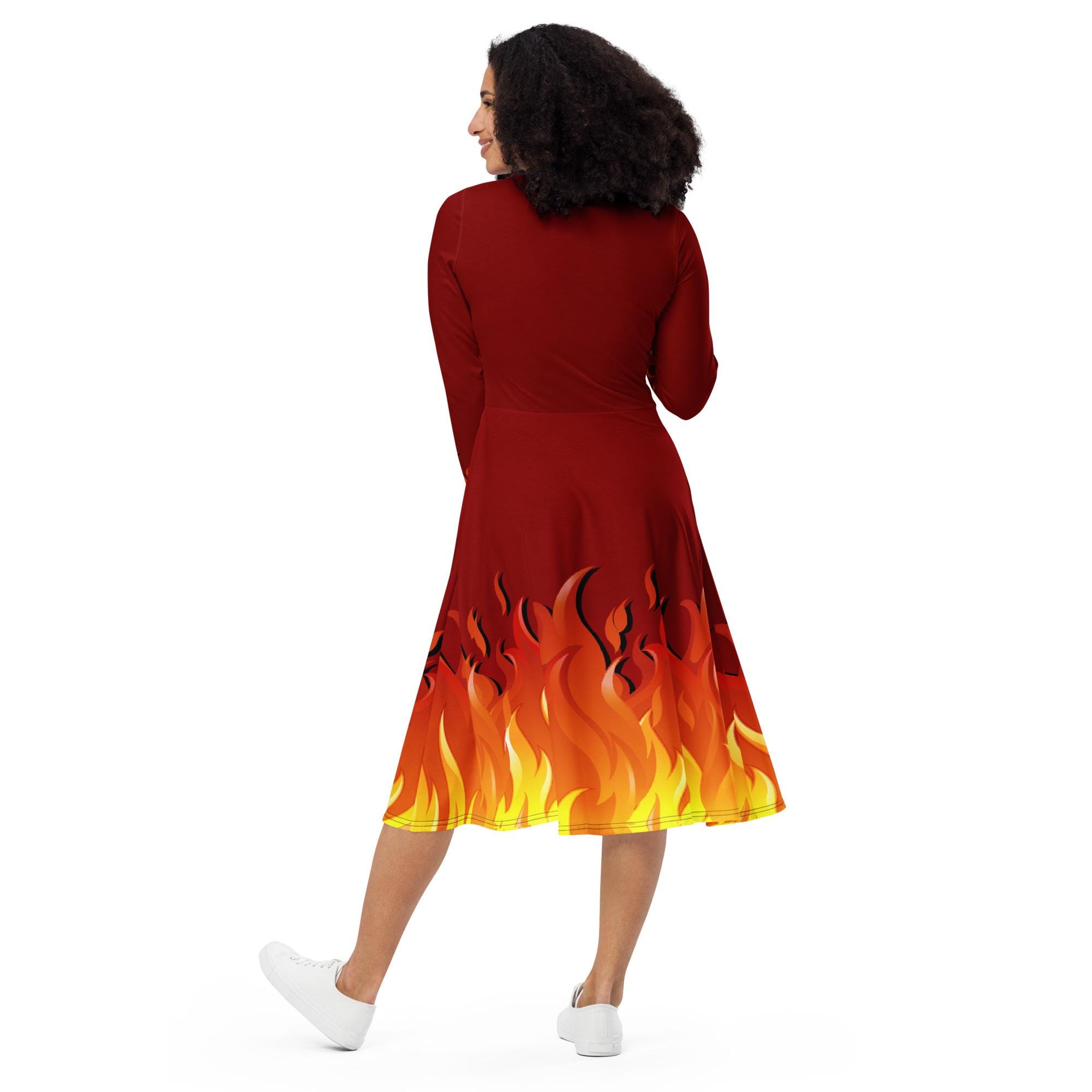 Red Hot Fire | Cosplay Costume | Red Flame All-over Print Long Sleeve ...