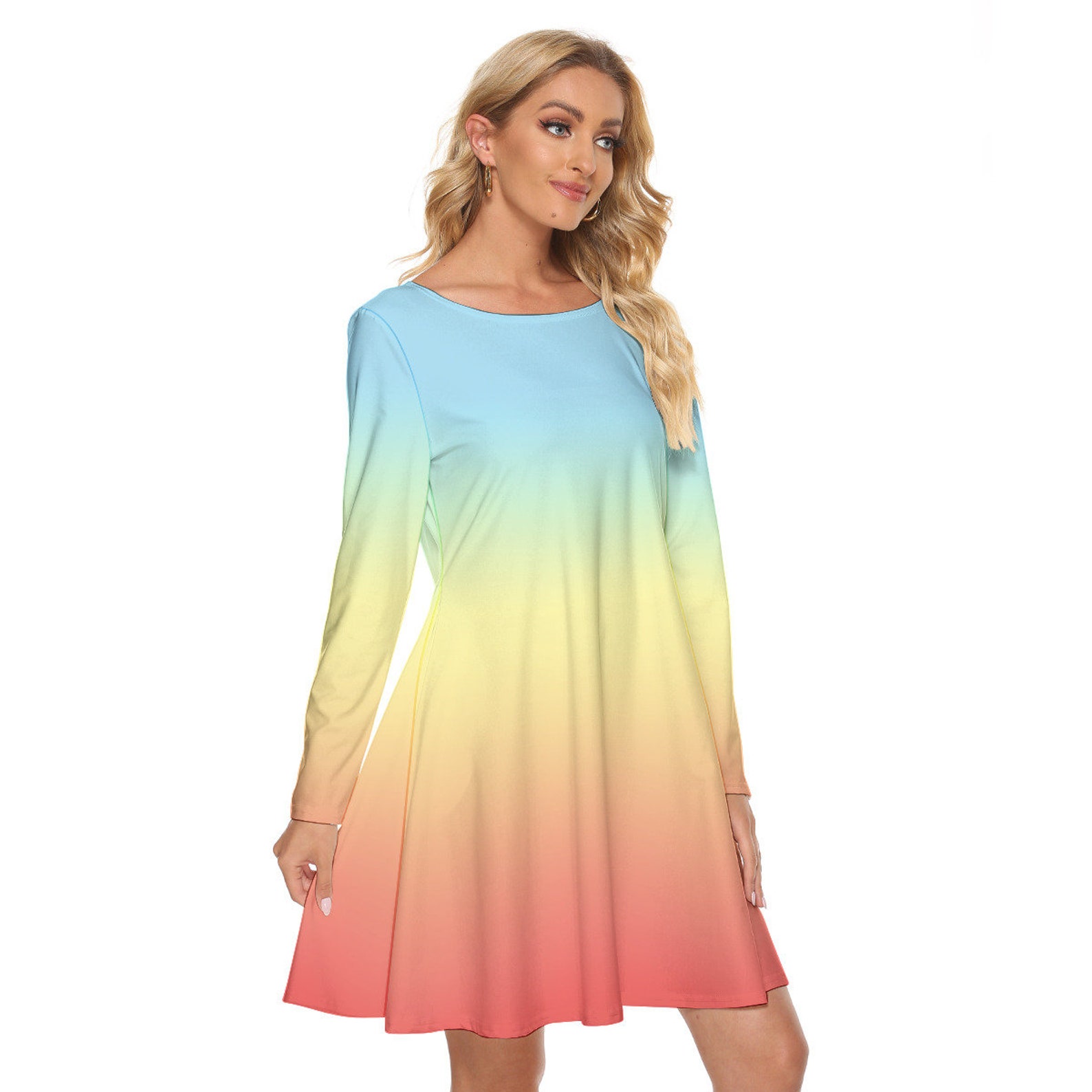 Sunrise Ombre Dawn Colors Gradient All-over Print Women's Crew Neck ...