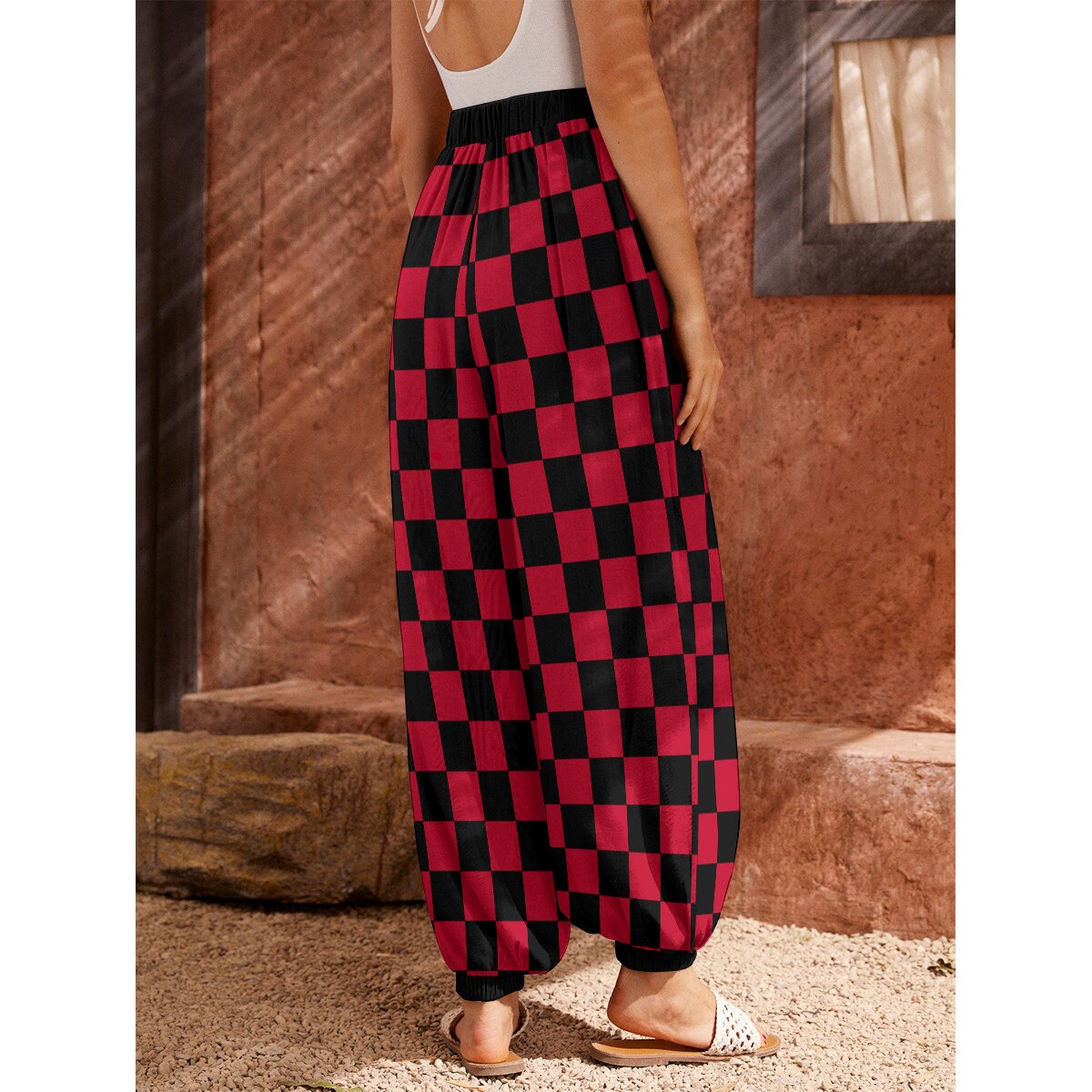 Checkered All-over Print Women's Carrot Pants also in Green, Red, Pink ...